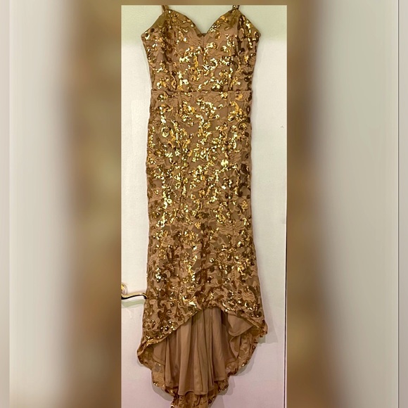 City Triangles | Dresses | City Triangles Gold Sequin Formal Gown Long ...